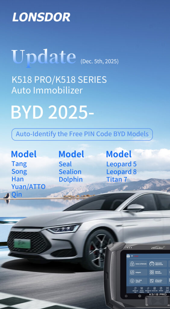 Lonsdor K518 Update 2025- BYD Key Programming Free PIN Code | Lonsdor ...